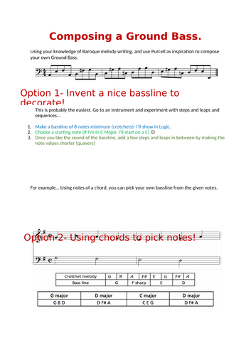 Music GCSE (9-1) Edexcel: AOS 2 Vocal Music- Purcell : Ground Bass | Teaching Resources