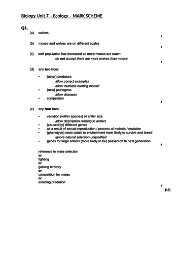 NEW AQA 9-1 TRILOGY BIOLOGY UNIT 7 ECOLOGY | Teaching Resources