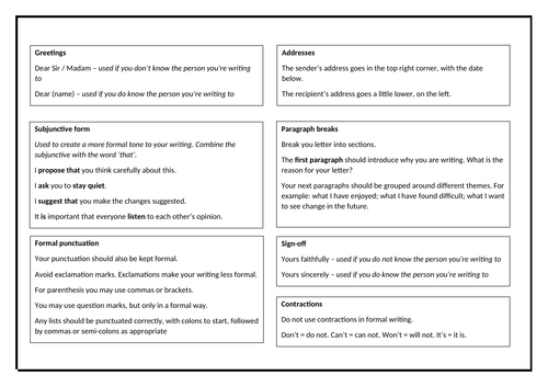 Formal writing prompt mat | Teaching Resources