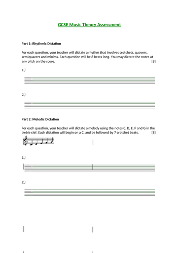 GCSE Music Theory Assessment | Teaching Resources GCSE Music Theory Assessment | Teaching Resources