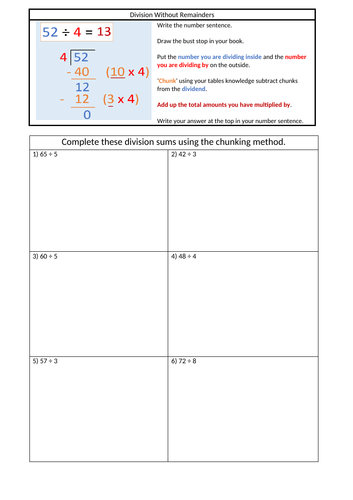 Chunking Division - Ha/GD with remainders & Ma/La without Remainders ...