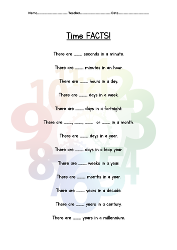 Time Facts - Seconds in a minute. | Teaching Resources
