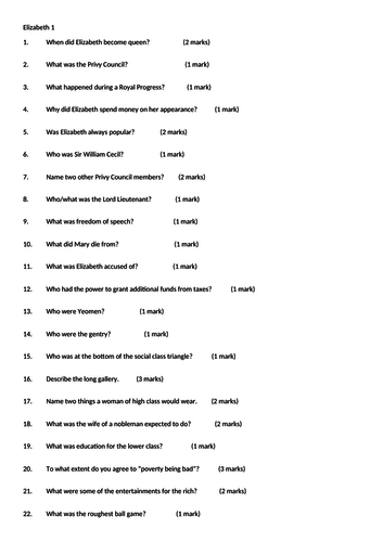 Eduqas/WJEC GCSE History REVISION ACTIVITIES Elizabeth I | Teaching ... Eduqas/WJEC GCSE History REVISION ACTIVITIES Elizabeth I | Teaching ...