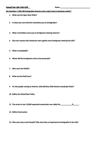 Eduqas / WJEC GCSE History REVISION ACTIVITIES USA 1910-1929 | Teaching ... Eduqas / WJEC GCSE History REVISION ACTIVITIES USA 1910-1929 | Teaching ...