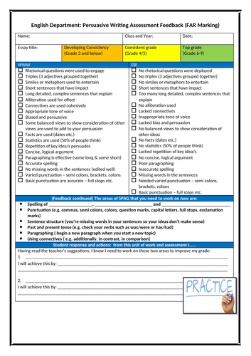 Ready to use FAR Assessment Sheets Bundle -KS3 and KS4 | Teaching Resources