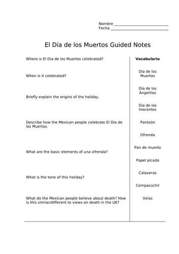 Dia de los Muertos cultural lesson | Teaching Resources