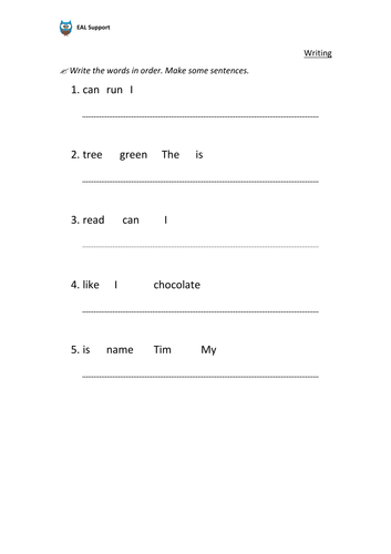 A Word Ordering Activity for EAL support | Teaching Resources