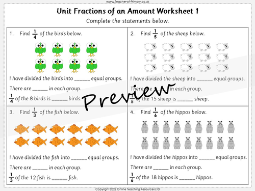 Unit Fractions of an Amount - Year 3 | Teaching Resources