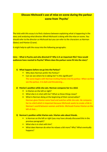 Intro to film- Psycho | Teaching Resources