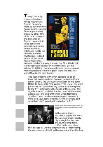 Intro to film- Psycho | Teaching Resources