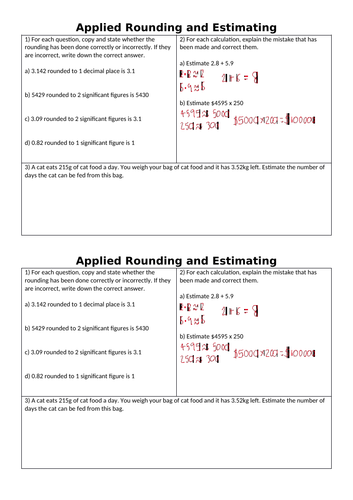Maths Applied Problem Solving Worksheet Pack - 4 A5 Sheets (Simplifying ...