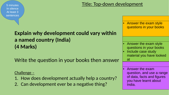 Top-Down development KS3 Geography - Edexcel | Teaching Resources