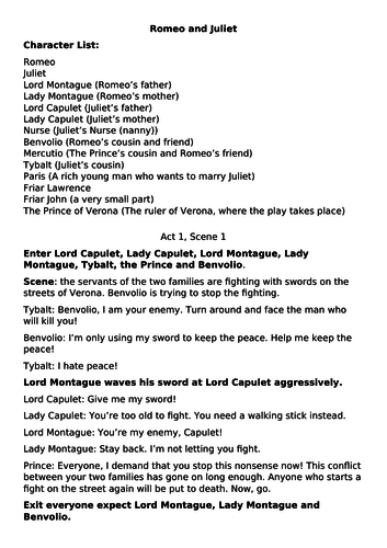 Romeo and Juliet for KS3 SEN | Teaching Resources