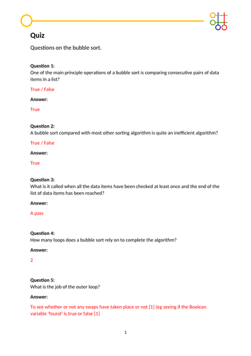 Lesson: Bubble sort, (lesson plan & x 6 resources) | Teaching Resources Lesson: Bubble sort, (lesson plan & x 6 resources) | Teaching Resources
