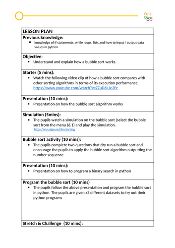 Lesson: Bubble sort, (lesson plan & x 6 resources) | Teaching Resources Lesson: Bubble sort, (lesson plan & x 6 resources) | Teaching Resources