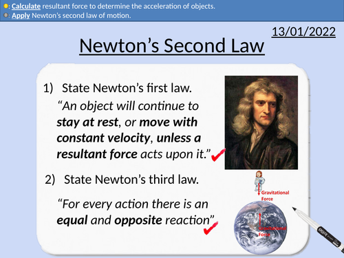 GCSE OCR Physics: P2.2 Newton's Laws | Teaching Resources