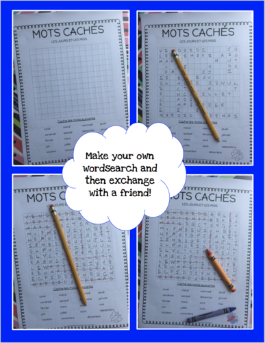 French months and days word search activities - Les jours et les mois ...