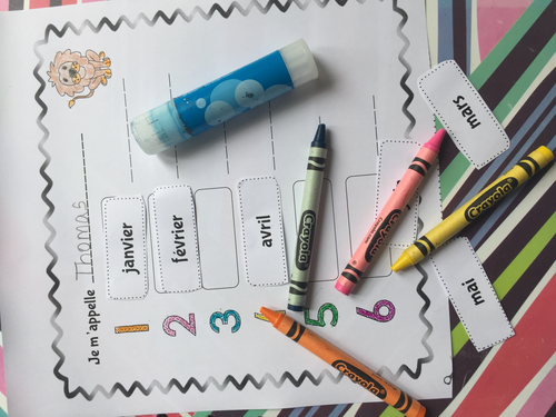 French months and days cut and paste activity - Les jours et les mois ...