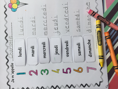 French months and days cut and paste activity - Les jours et les mois ...