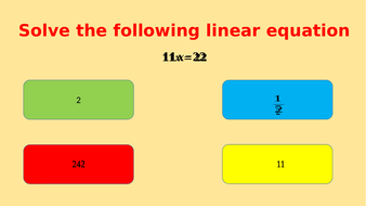 Multiple choice 10 : solving linear equations intro activity | Teaching ...