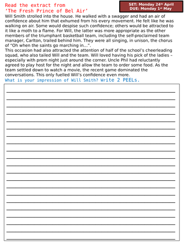 A series of weekly reading homework tasks | Teaching Resources