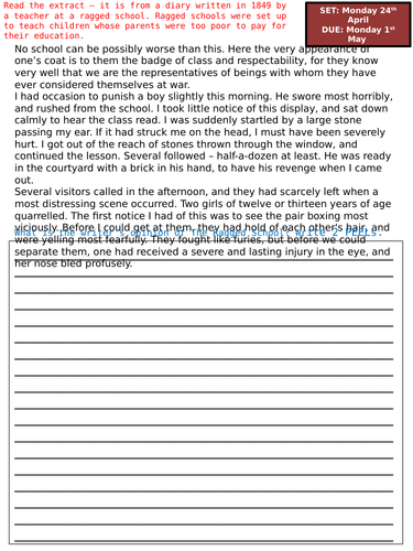 A series of weekly reading homework tasks | Teaching Resources