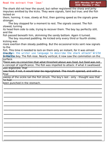 A series of weekly reading homework tasks | Teaching Resources