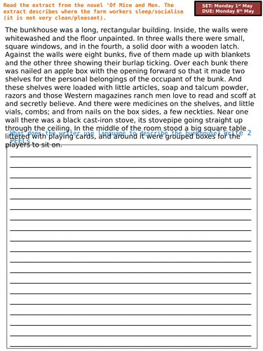 A series of weekly reading homework tasks | Teaching Resources