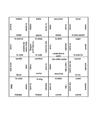 Spanish opinions and infinitive verbs magic squares puzzle | Teaching ...