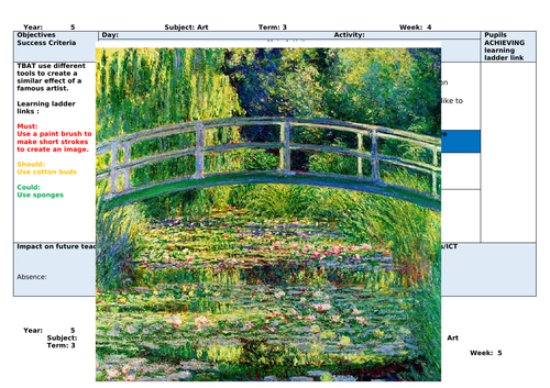 Year 5 Art unit of work Claude Monet | Teaching Resources