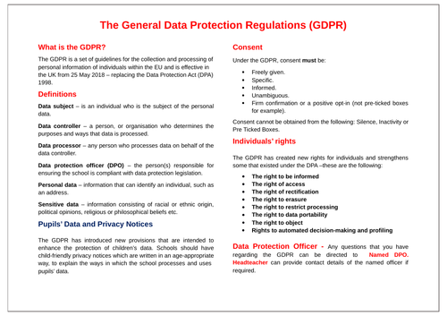 GDPR Model Privacy Notices, DPIA, Letters, Policies etc | Teaching ...