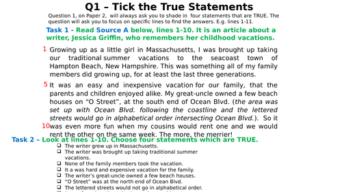 A series of intervention tasks focusing on AQA Paper 1 and Paper 2 ...