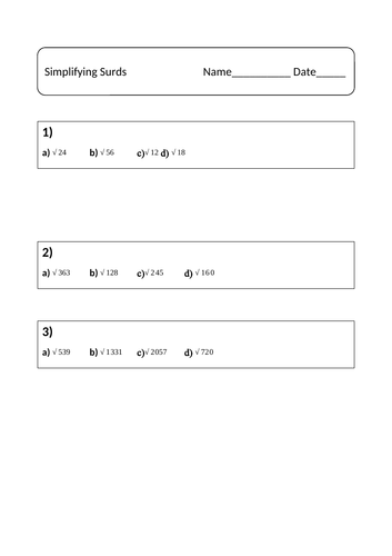 Surds | Teaching Resources