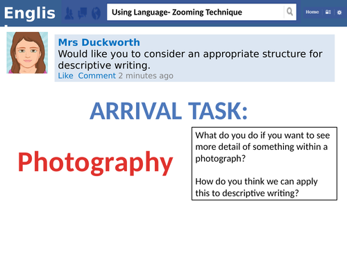 Year 9 descriptive writing | Teaching Resources