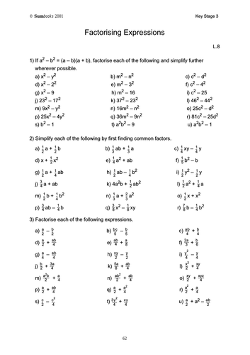 GCSE Edexcel Maths Algebra Factorising Linear | Teaching Resources