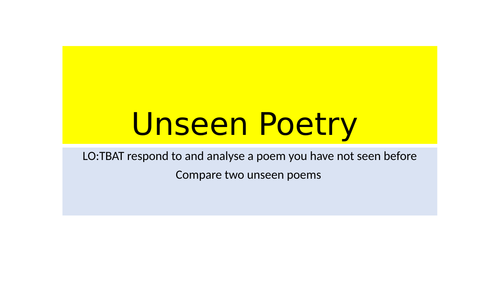 Unseen Poetry | Teaching Resources