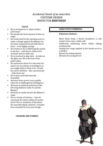 Accidental Death of an Anarchist Costume Designs | Teaching Resources