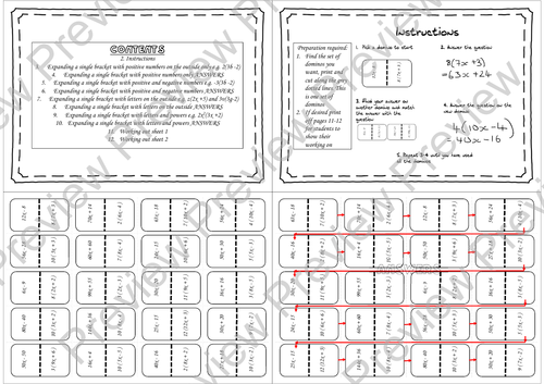 Expanding a single bracket differentiated dominos | Teaching Resources