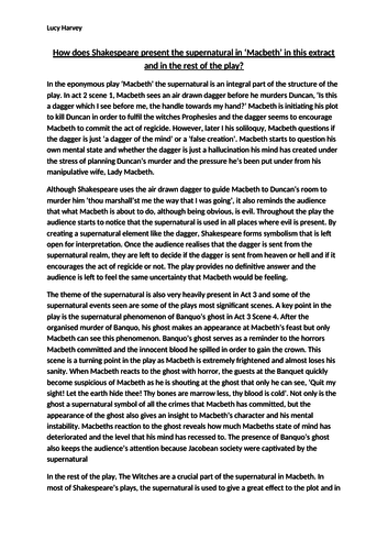 Macbeth Supernatural Grade 9 Essay | Teaching Resources Macbeth Supernatural Grade 9 Essay | Teaching Resources