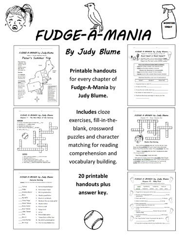 Fudge-A-Mania by Judy Blume - Printable handouts for each chapter ...
