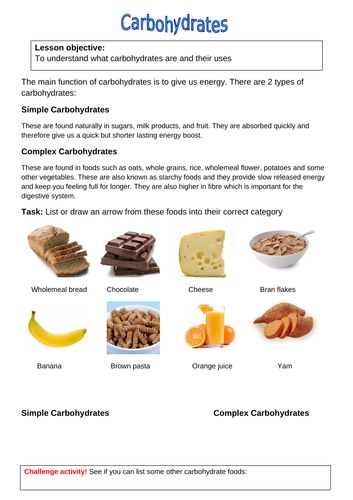 Year 7 Food Lesson - Carbohydrates, Banana Smoothie, full resources ...