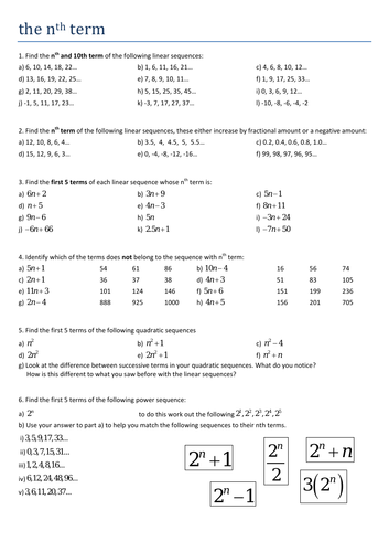 GCSE Edexcel Maths Algebra Sequences | Teaching Resources GCSE Edexcel Maths Algebra Sequences | Teaching Resources