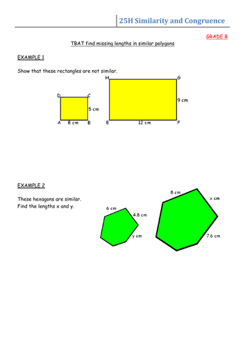 GCSE Edexcel Maths Shape Similarity & Congruence | Teaching Resources