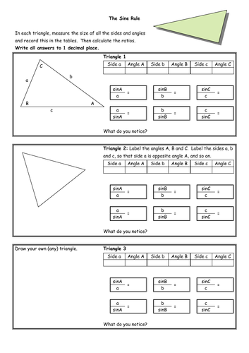 GCSE Edexcel Maths Trigonometry Sine rule | Teaching Resources