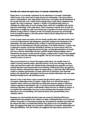 A-level AQA Psychology Relationships: Equity theory of Romantic ...