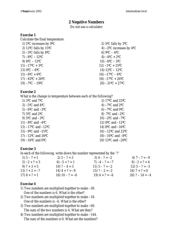 GCSE Edexcel Maths Negative Numbers | Teaching Resources