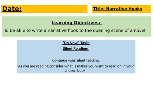 Narrative Hook Lesson for Creative/ Narrative/ Descriptive Writing Unit ...