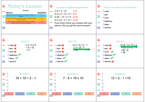 BIDMAS Lesson with all resources (order of operations) | Teaching Resources