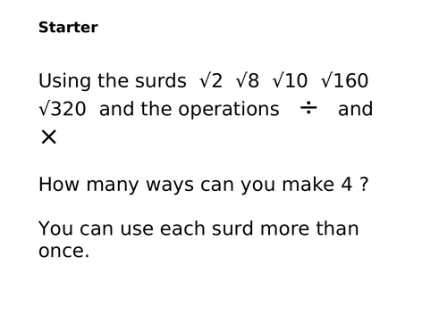 GCSE Edexcel Maths Number Surds | Teaching Resources