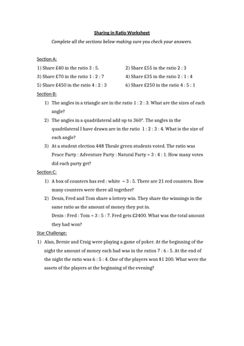 GCSE Edexcel Maths Number Ratio | Teaching Resources
